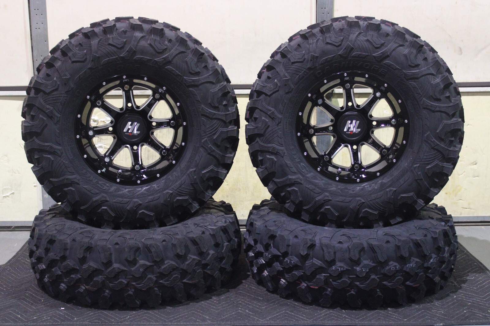 WOLVERINE RMAX4 1000 30" CARNIVORE RADIAL ATV TIRE 14" HL4 WHEEL KIT ...