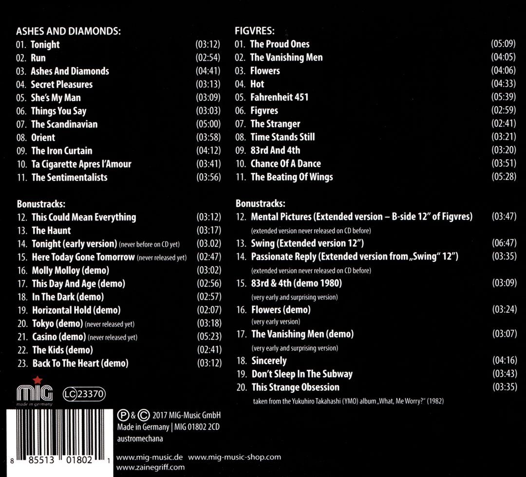 ZAINE GRIFF ASHES & DIAMONDS/FIGVRES NEW CD 885513018021| eBay