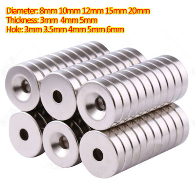 N35 Magnets With hole Rare Earth Round Craft Magnet Dia 8mm-20mm Thick ...