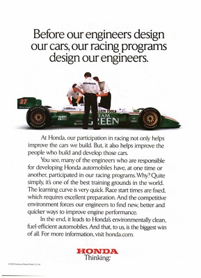 2000 PRINT AD - HONDA MOTOR CO. AD - OUR RACING PROGRAMS DESIGN OUR ...