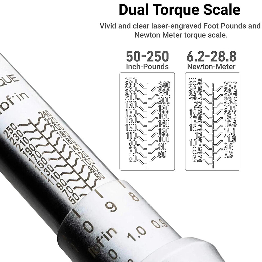 1/4'' Drive Torque Wrench Low Range 5-25Nm Ratchet Hand Spanner Tool ...