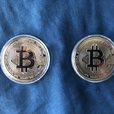 Bitcoin Physical Coin (2 x Coins) Crypto Currency Silver Token | eBay