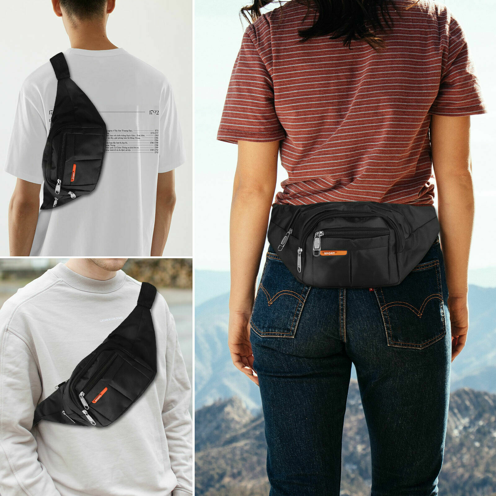 Waterproof Sport Waist Belt Bum Pouch Fanny Pack Camping Running Hiking ...