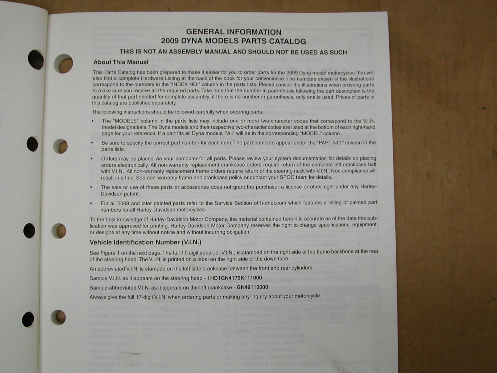 Harley Davidson DYNA 2009 Models OEM Official Factory Parts Catalog ...