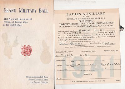 VFW GRAND MILITARY BALL PROGRAM,AUGUST 29, 1940, LOS ANGELES SHRINE ...