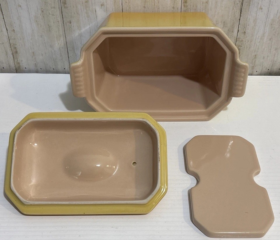 Le Creuset Heritage Stoneware Yellow Color .72 QT Pate Terrine w/Press ...