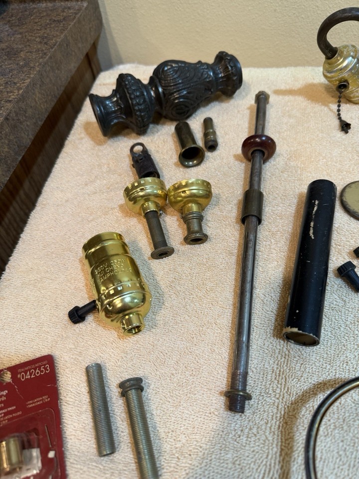 Vintage Lamp Parts and Sockets Spacers Rods Finials | eBay