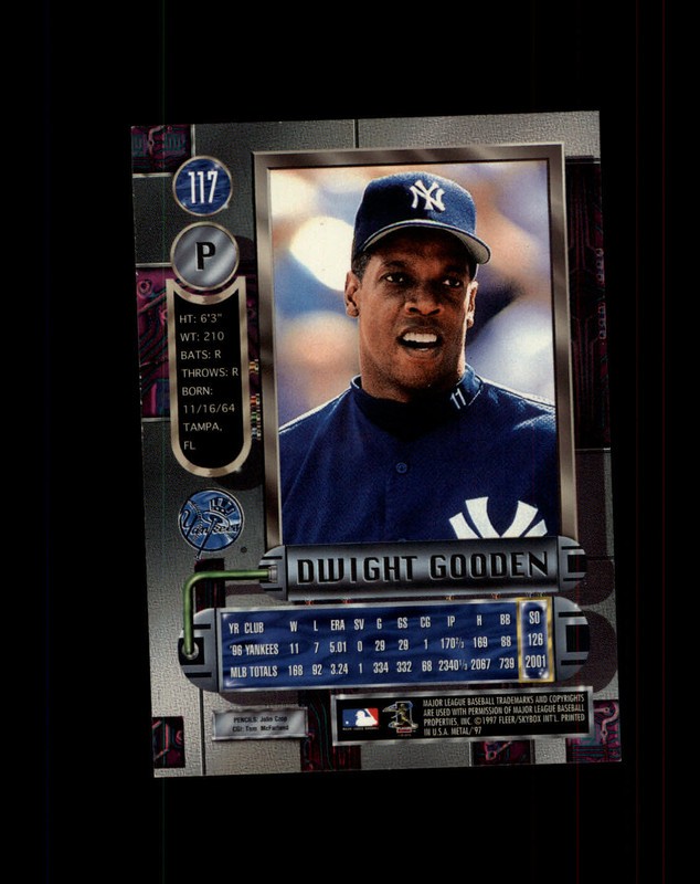 Doc Dwight Gooden Signed 1997 Fleer Skybox Metal Universe #117 ...