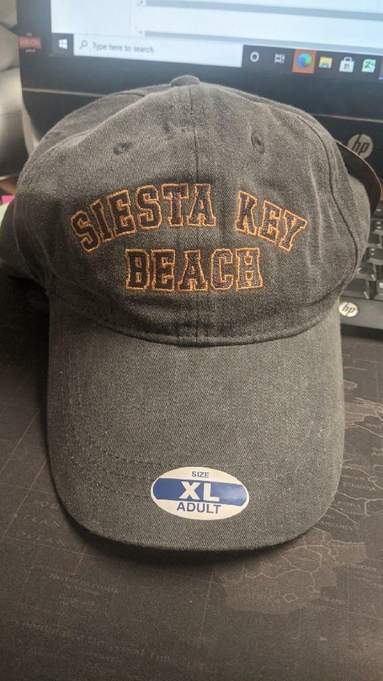 NEW Siesta Key Beach Florida Mens Sizes S-M-L Adjustable Gray Cap Hat ...