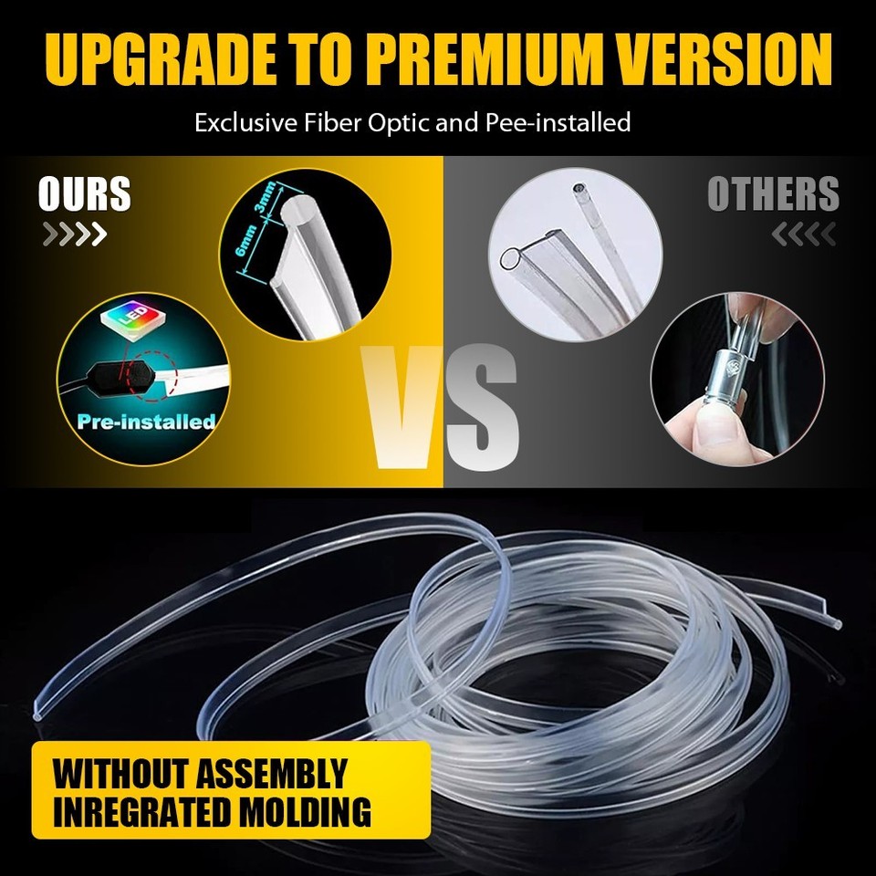 Car Neon LED Light Glow Trim Optic Fiber Strip Interior Ambient ...