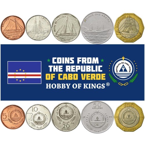 Cape Verde | 5 Coin Set | 5 - 100 Escudos | Cape Verdan Sailing Ships ...