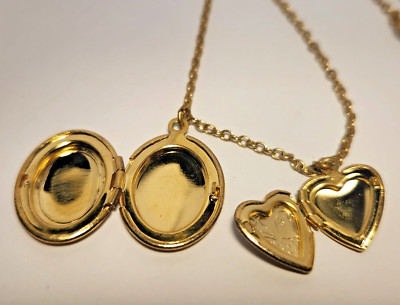 Beautiful Gold color double locket necklace | eBay