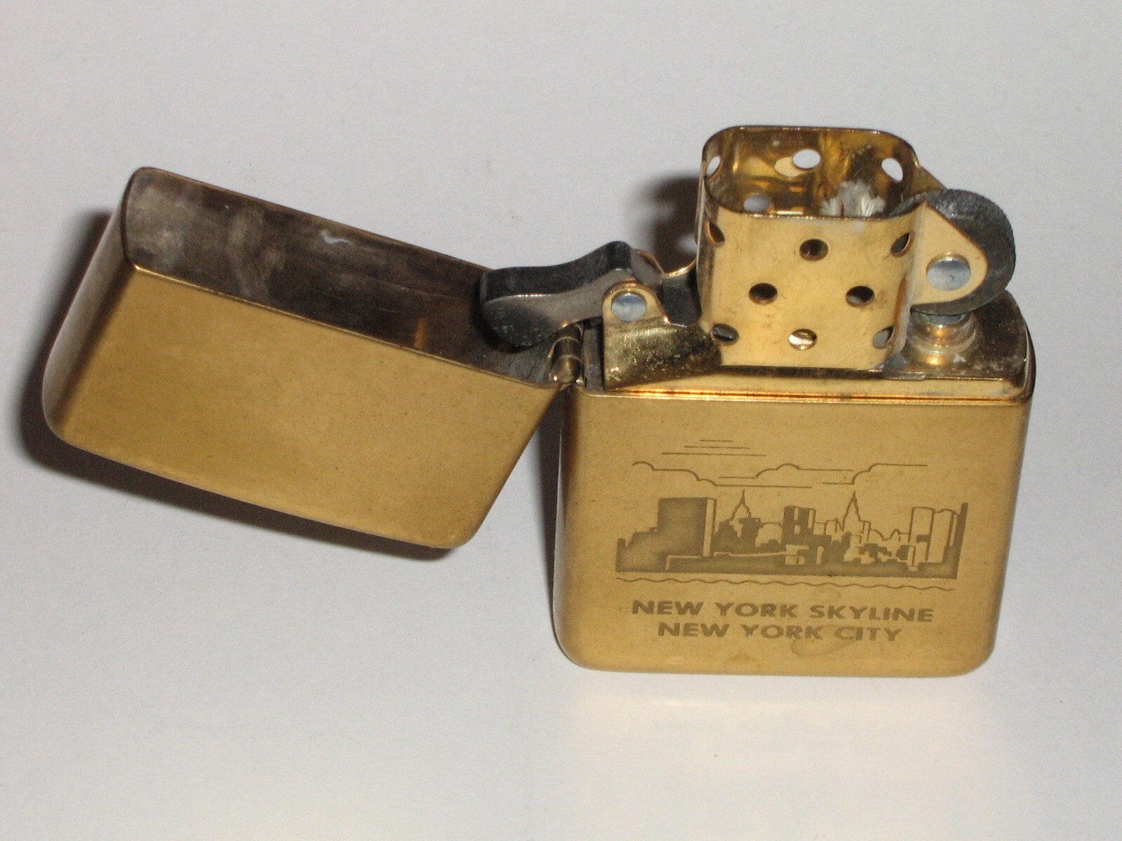 Vintage Brass Zippo Lighter Twin Towers New York City Skyline Authentic ...