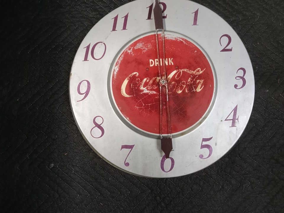 Vintage Coca Cola Silver Clock - round metal 1950's Coke Clock **PARTS ...