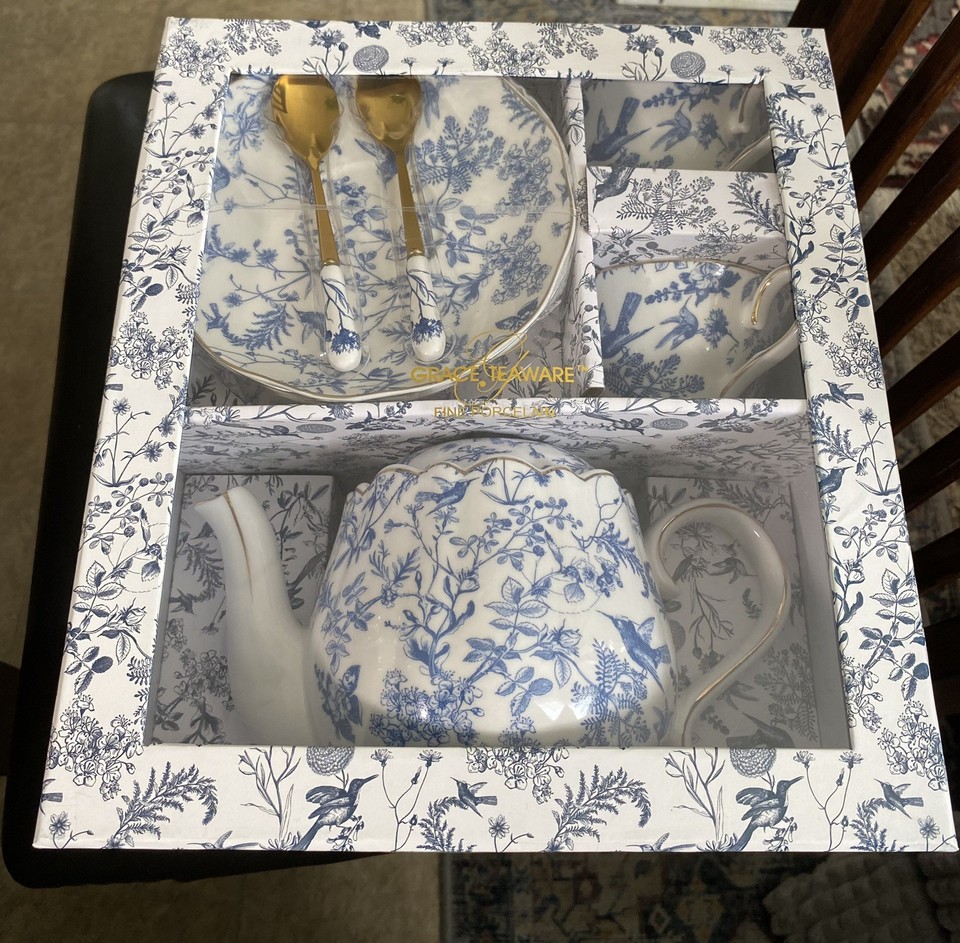 Grace Teaware Fine Porcelain Tea Time Gift 7PC Set NEW IN BOX | eBay