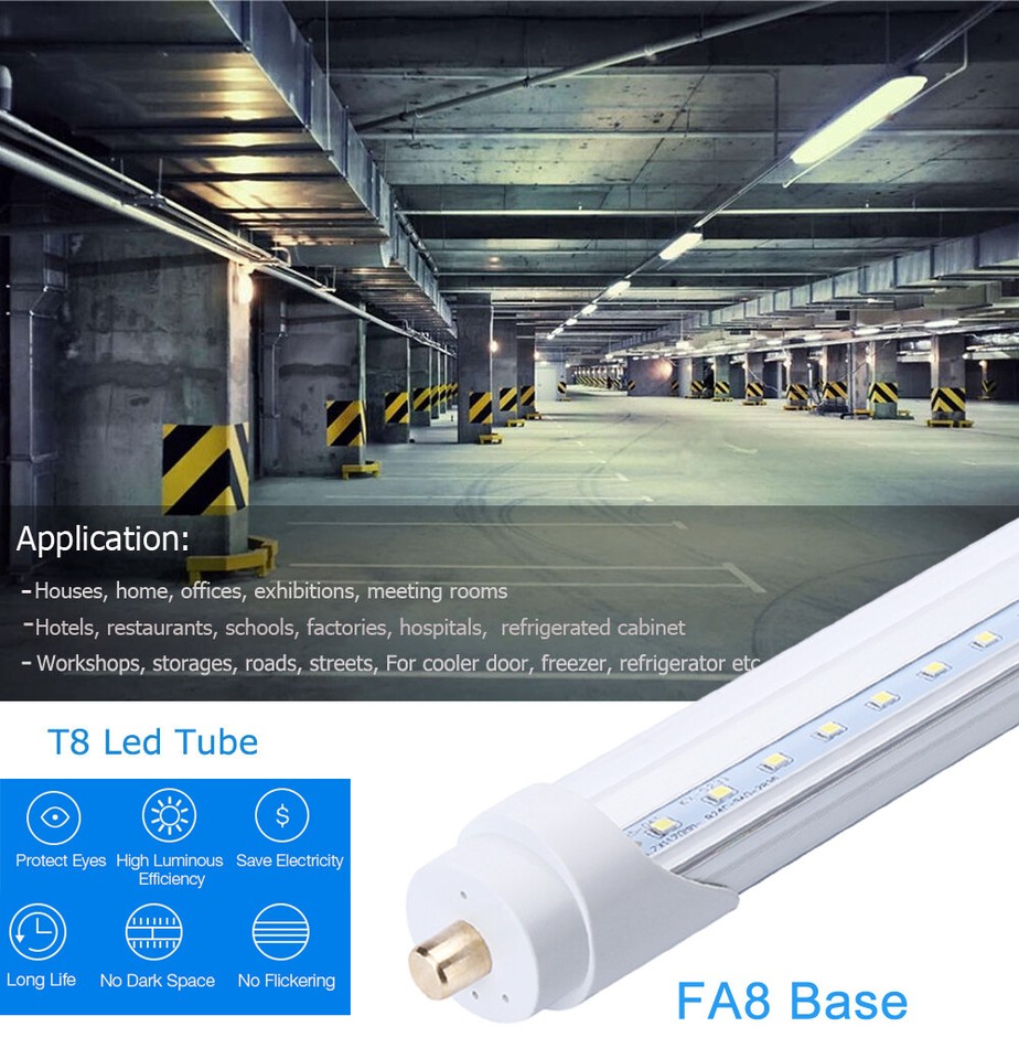 8Pack T8 8FT FA8 Single Pin Led Tube Light Bulbs 45W 8Foot Led Shop ...
