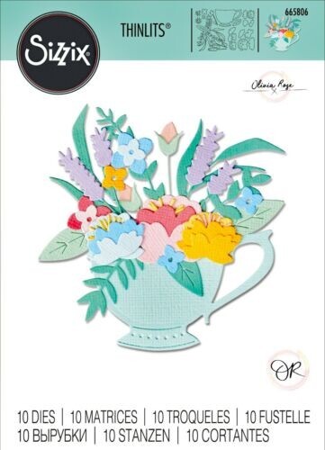 Sizzix "Tea Time" by Olivia Rose Cup Flowers Thinlits Dies- 665806 MSRP $25 | eBay