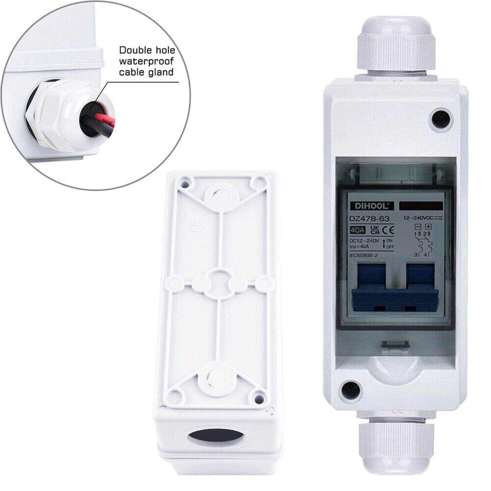 PV Disconnect Box DC12-240V, 40A Circuit Breaker Solar System Isolator ...