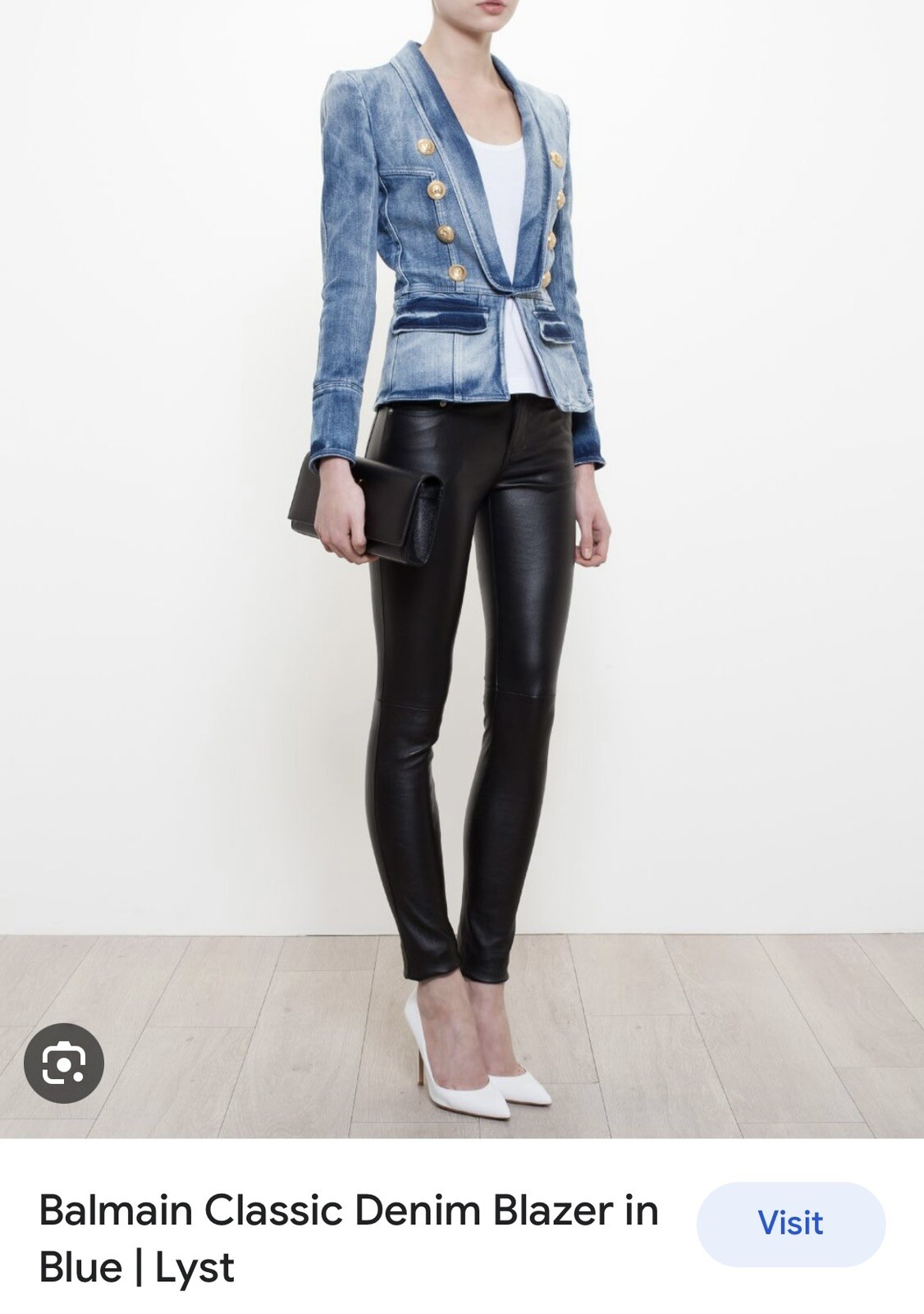 Stunning Authentic Balmain Washed Blue Denim Gold Buttons Jacket Blazer ...