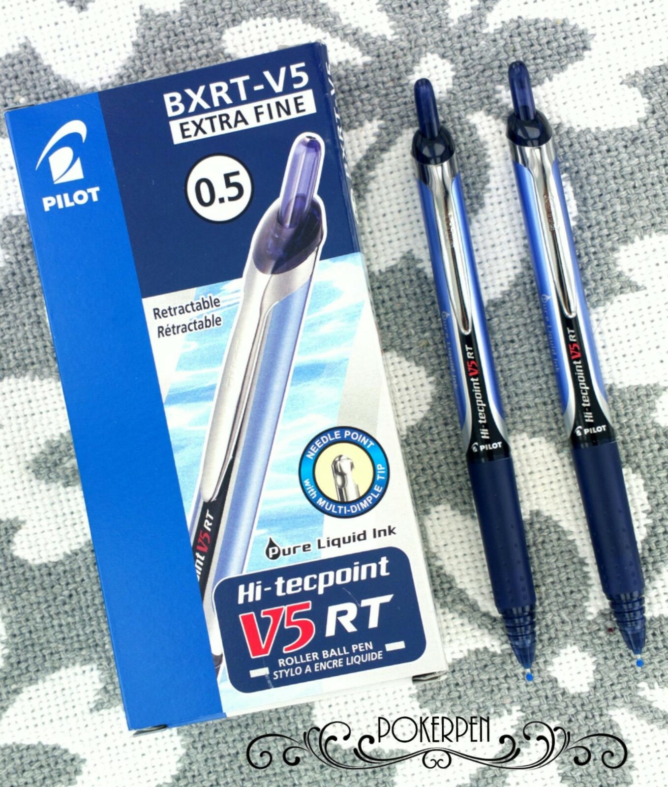 12pcs Pilot Hi-tec-point V5RT roller pen retractable BLUE BLACK ink ...