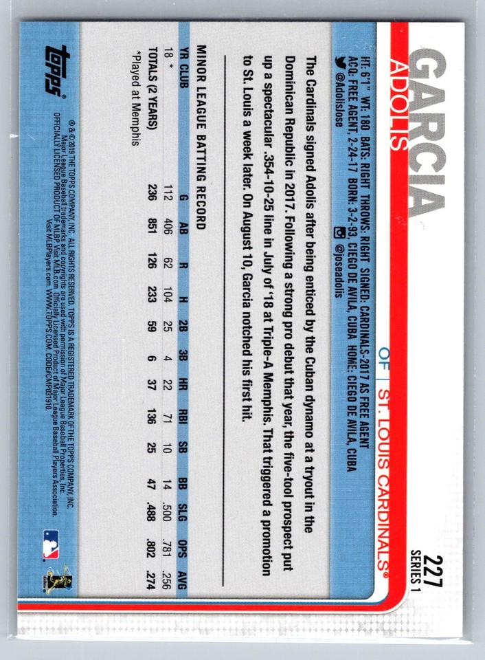 2019 Topps RC Adolis Garcia #227 | eBay