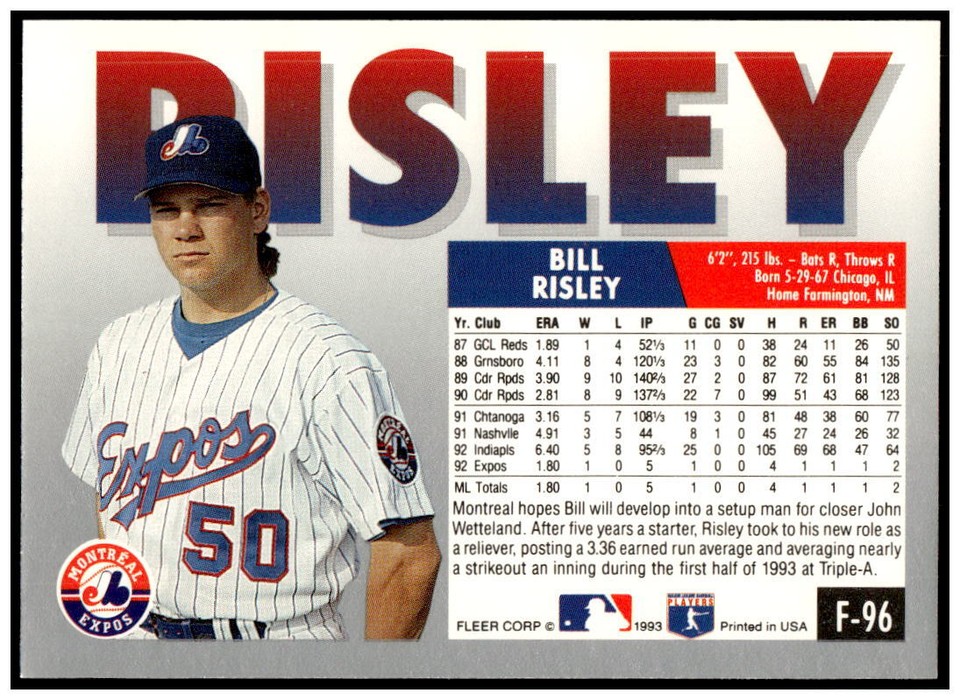 1993 Fleer Final Edition #F-96 Bill Risley Near mint or better | eBay