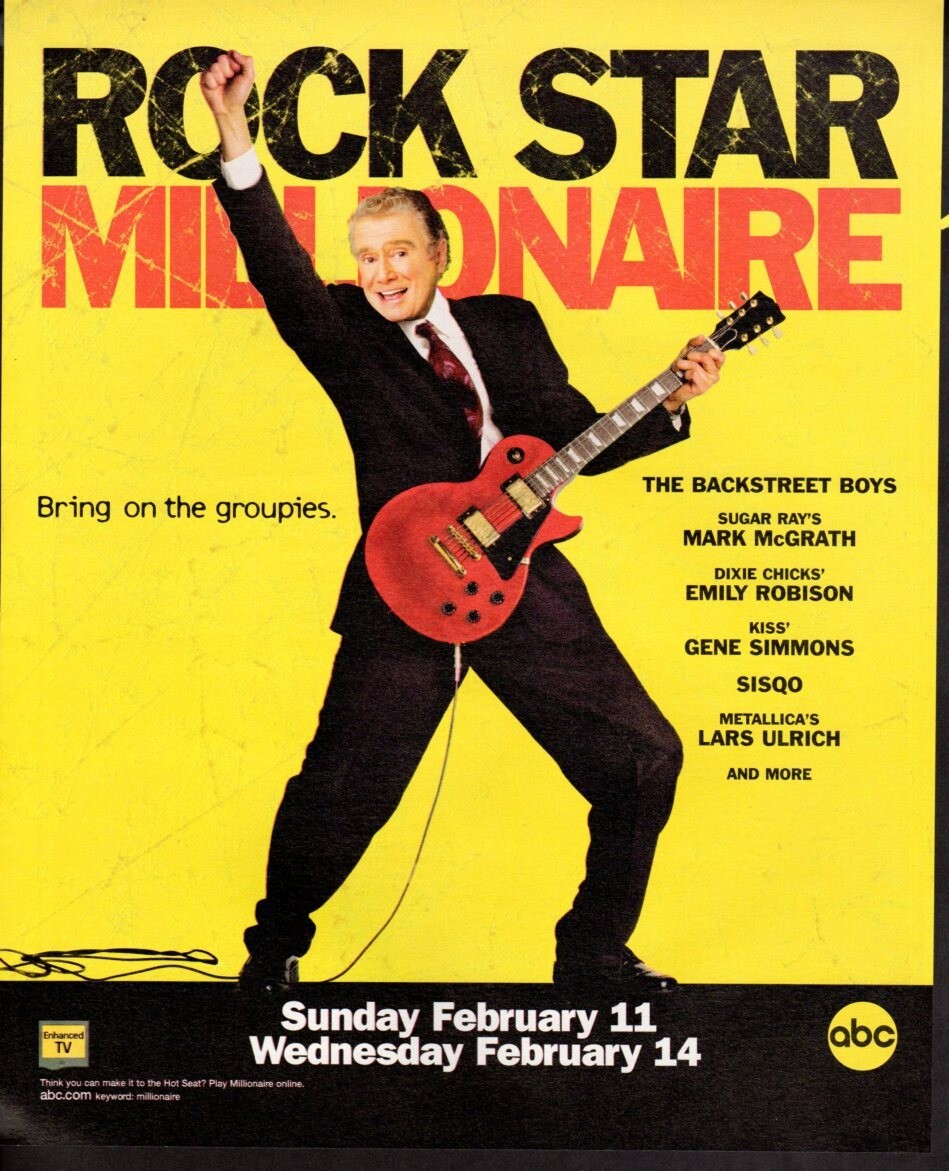 Vintage print ad advertisement ABC Rock Star Millionaire Regis Philbin ...