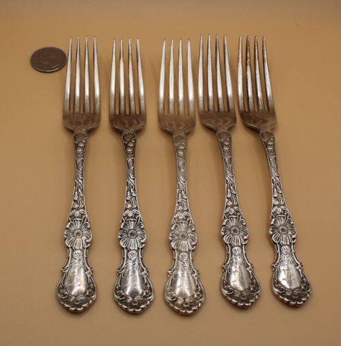 5 Pc R Wallace 1835 FLORAL Silverplated 7" FORKS 235g | eBay