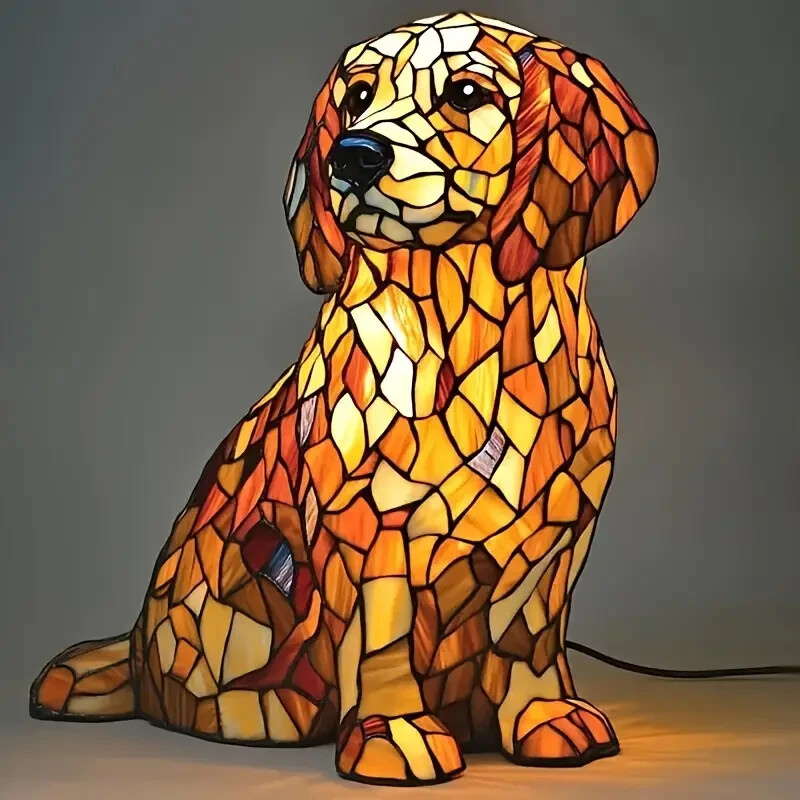 Table Lamp Series Stained LOOK DOG COCKER SPANIEL Night Light Retro ...