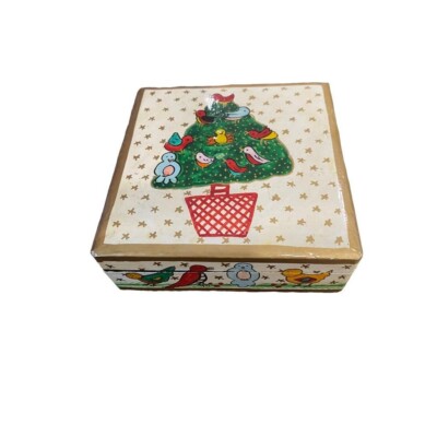 Foreside Painted Christmas Coasters Wooden Glossy Glaze With Box | eBay