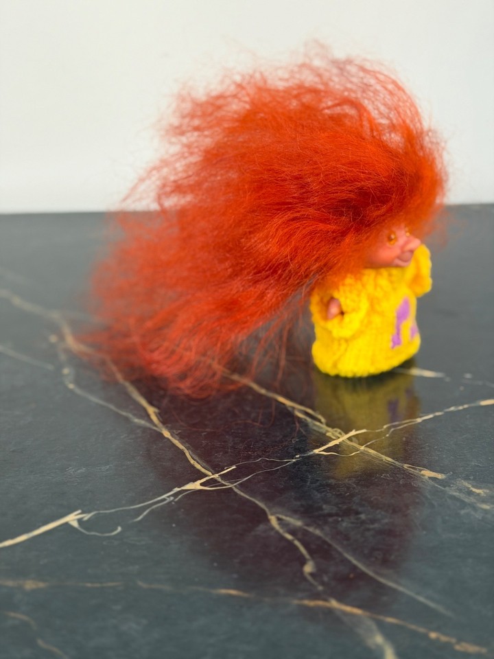 Vintage DAM Troll Doll rare Yellow eyes Red hair clothes shoes | eBay