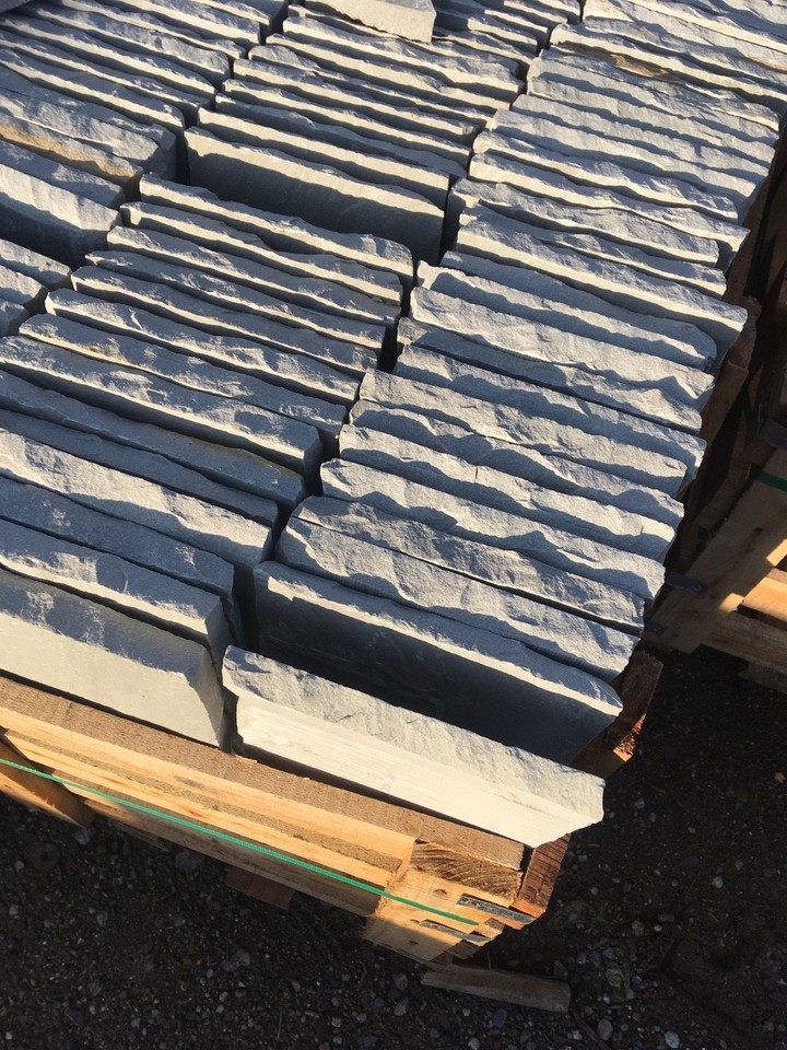 Silver grey (Kandla grey) 60cm long stone wall topper, coping stone ...