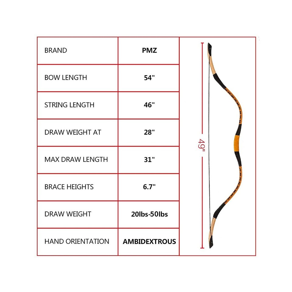 PMZ Longbow Archery Recurve Bow Set Horsebow Traditional Bow 40LB | eBay