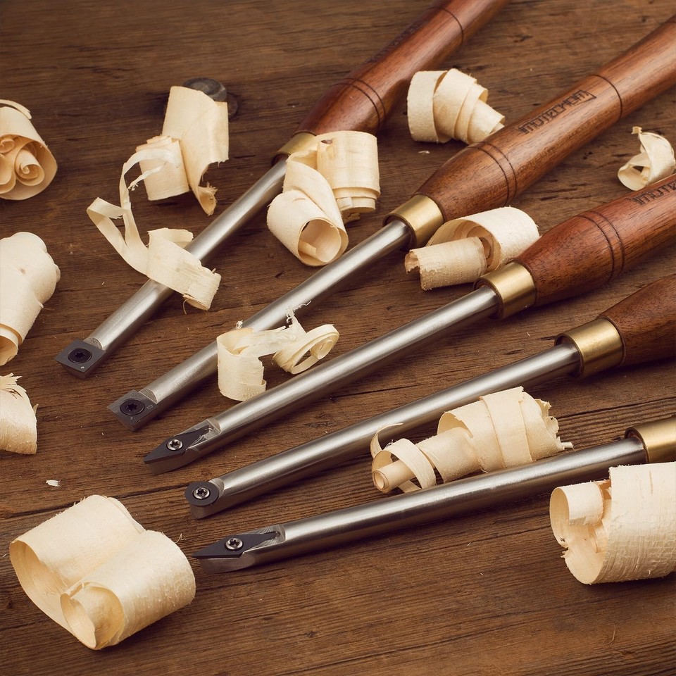 5-Pieces Carbide Tipped Woodturning Tools Lathe Chisel Set with ...