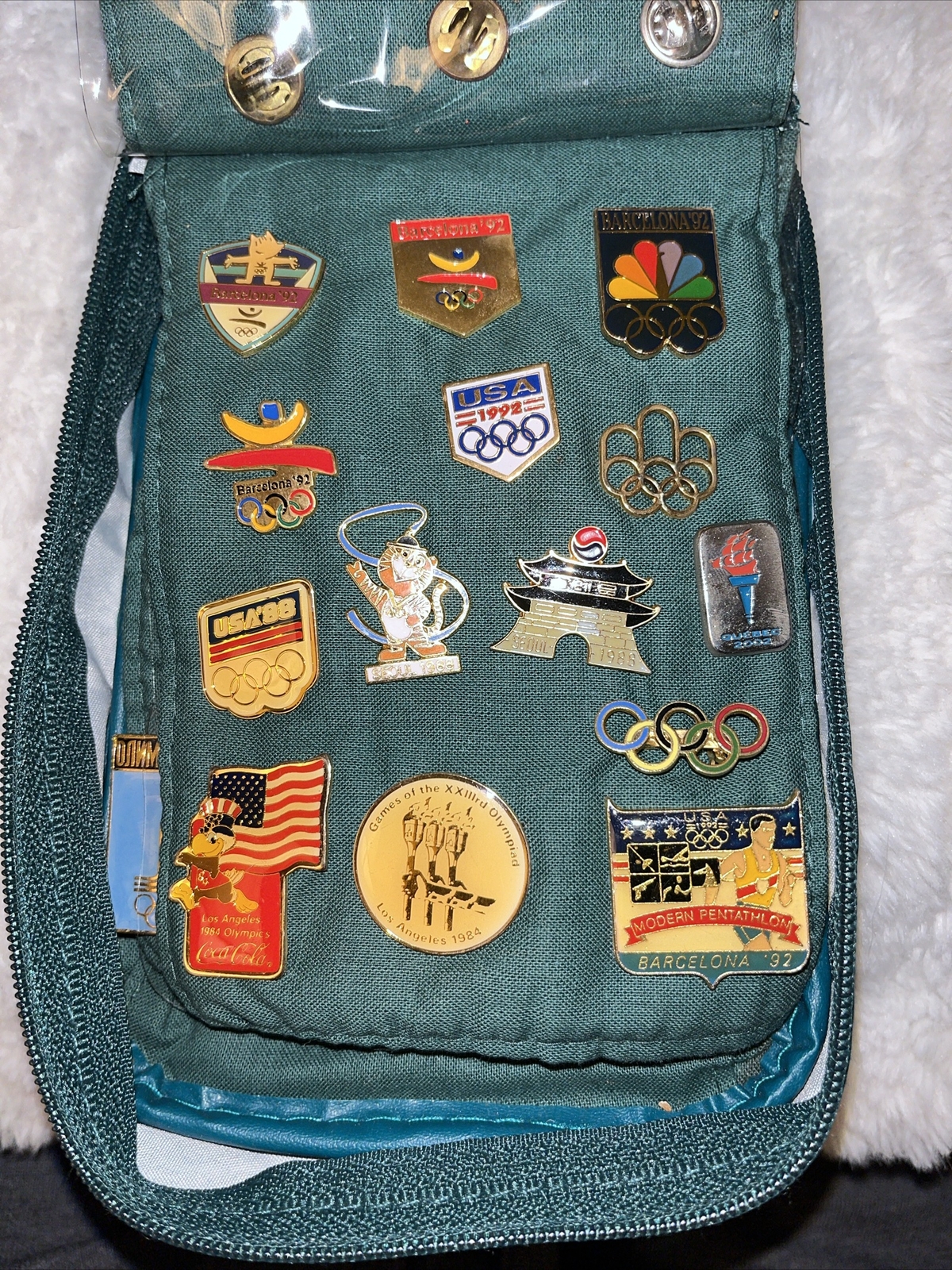 Vintage 1996 Atlanta Olympics Collector's Pins Pouch with Large Lot of ...