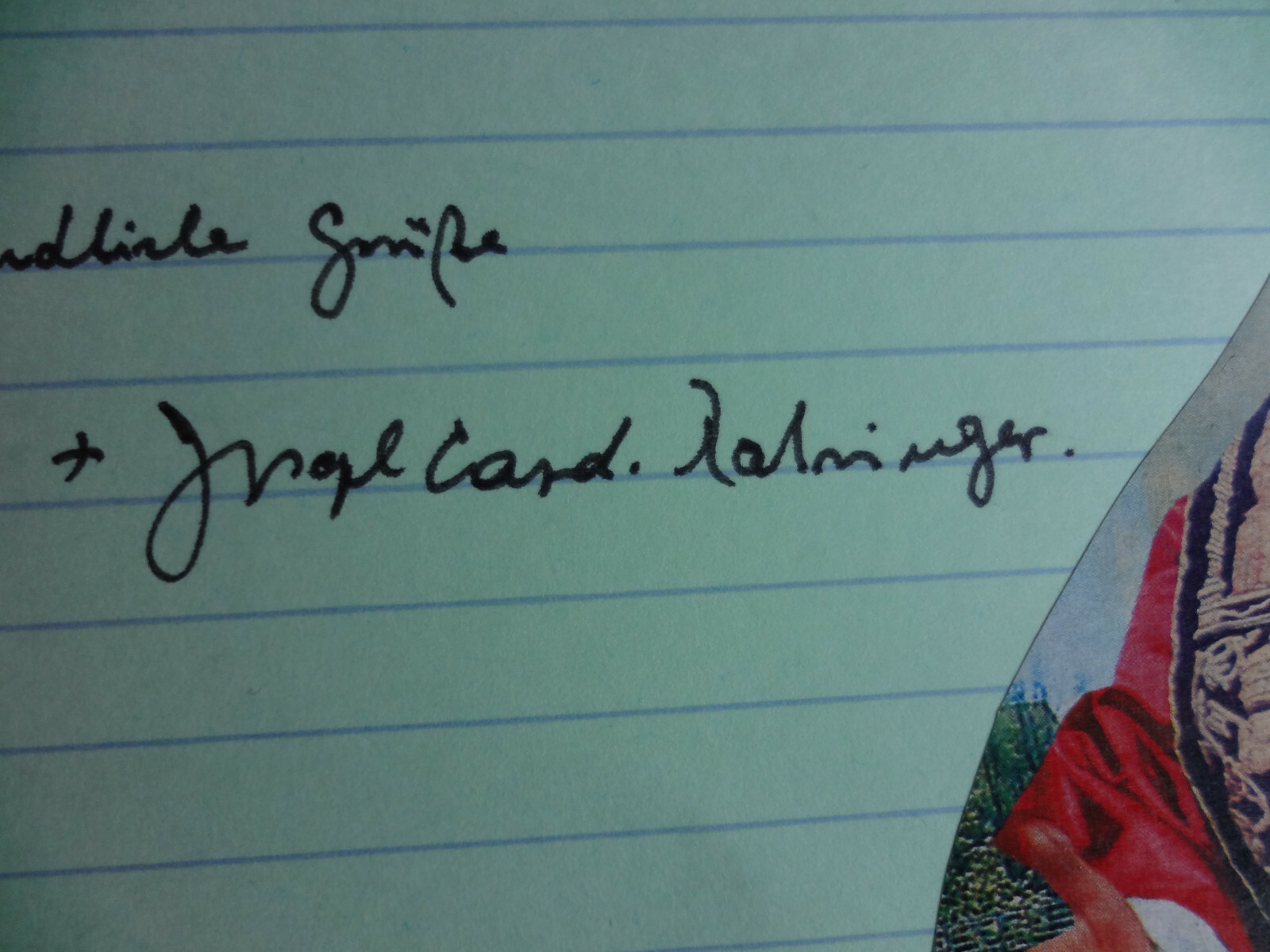 Joseph Ratzinger / Papst Benedikt handsignierte Unterschrift auf Karte ...