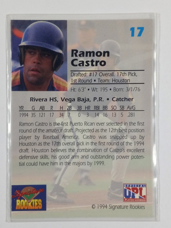 1994 Signature Rookies Draft Picks Signatures Ramon Castro Rookie Auto ...
