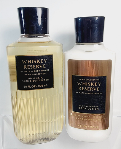 WHISKEY RESERVE Bath Body Works 3 In 1 Hair Face Body Wash Lotion 2pc ...