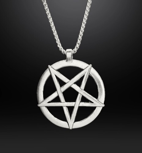 Large Inverted Pentagram Magic Pendant Necklace Satanic Baphomet Occult ...