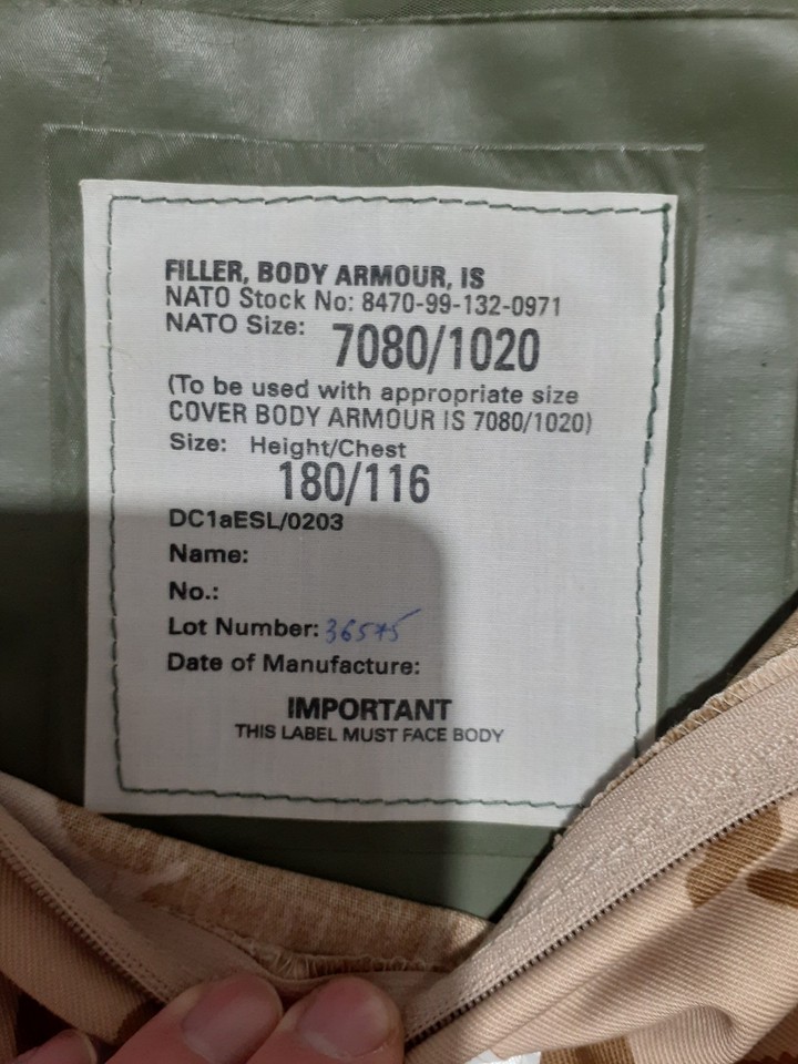 British army Combat Body Armour with Filler | eBay UK