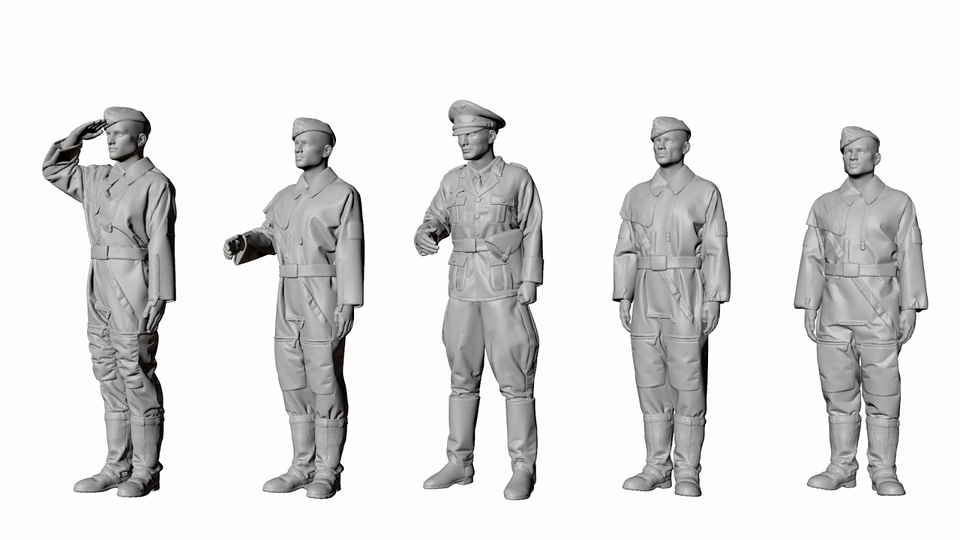 WWII Luftwaffe - Bomber Crew - Field Caps - 5 Figure Set | eBay