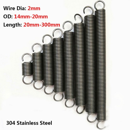 Wire Dia 2mm O.D 14mm-20mm Expansion Tension Extension Springs Hook End ...