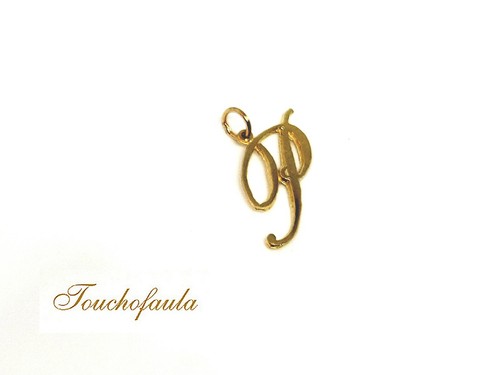 14K YELLOW GOLD SCRIPT INITIAL " P " VERY PRETTY DESIGN HIGH POLISHED ...