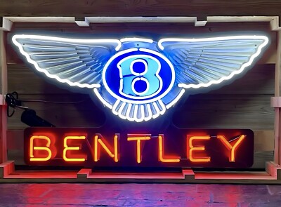 Bentley Illuminated Real Glass Neon Logo Sign Garage Dealership Mancave ...