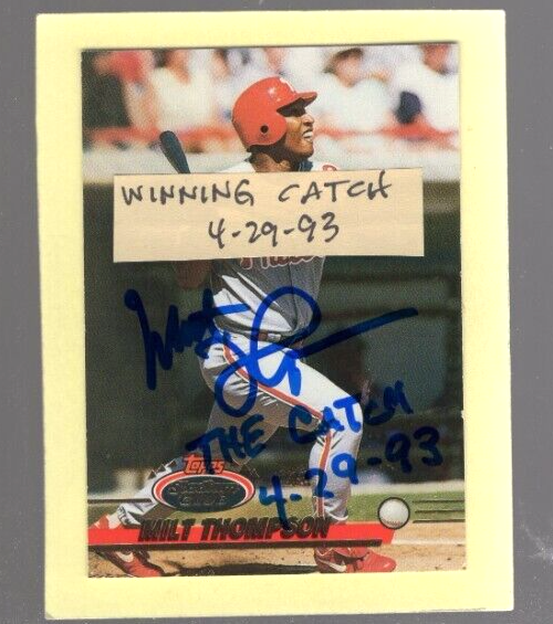 Autographed Milt Thompson The Catch 4-29-93 Added Phillies 1993 Stadium ...