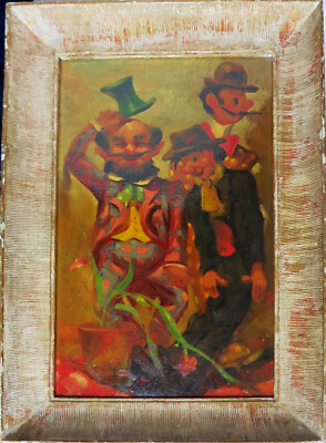 Julian Ritter (1909 - 2000) Early Painting of Clowns c1940s | eBay