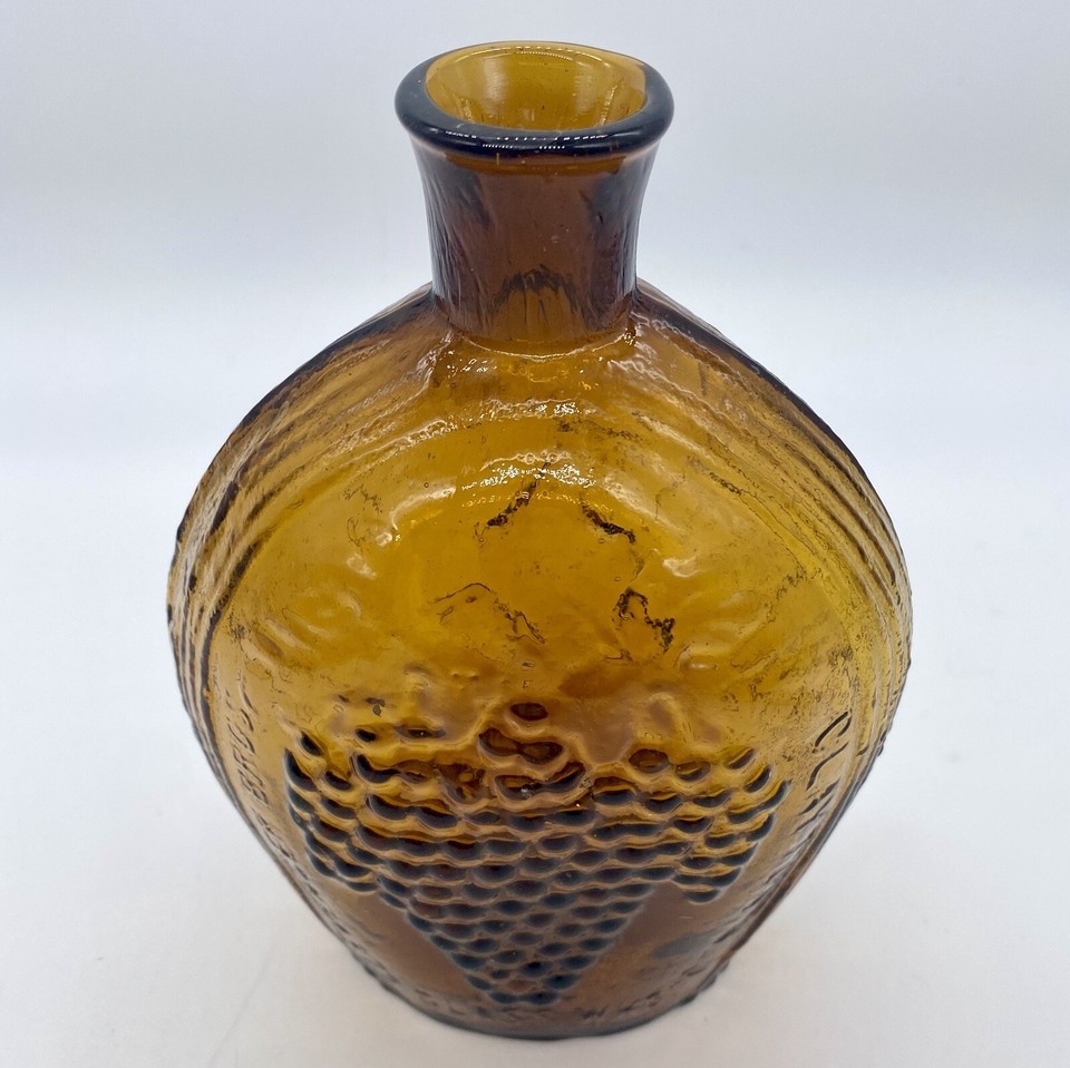 Vintage CLEVENGER BROS. Glass Works Brown Glass Bottle Decanter Eagle ...