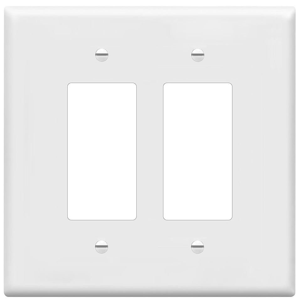 Double Decorator Switch Cover Two Outlet Wall Plate Oversized 2-Gang 5. ...