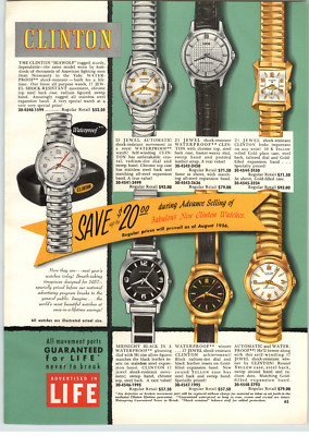 1956 PAPER AD Clinton Wrist Watch Seawolf Automatic 25 Jewel | eBay