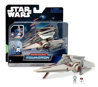 Star Wars Micro Galaxy Squadron V-Wing Starfighter R4-P17 & Clone Pilot ...